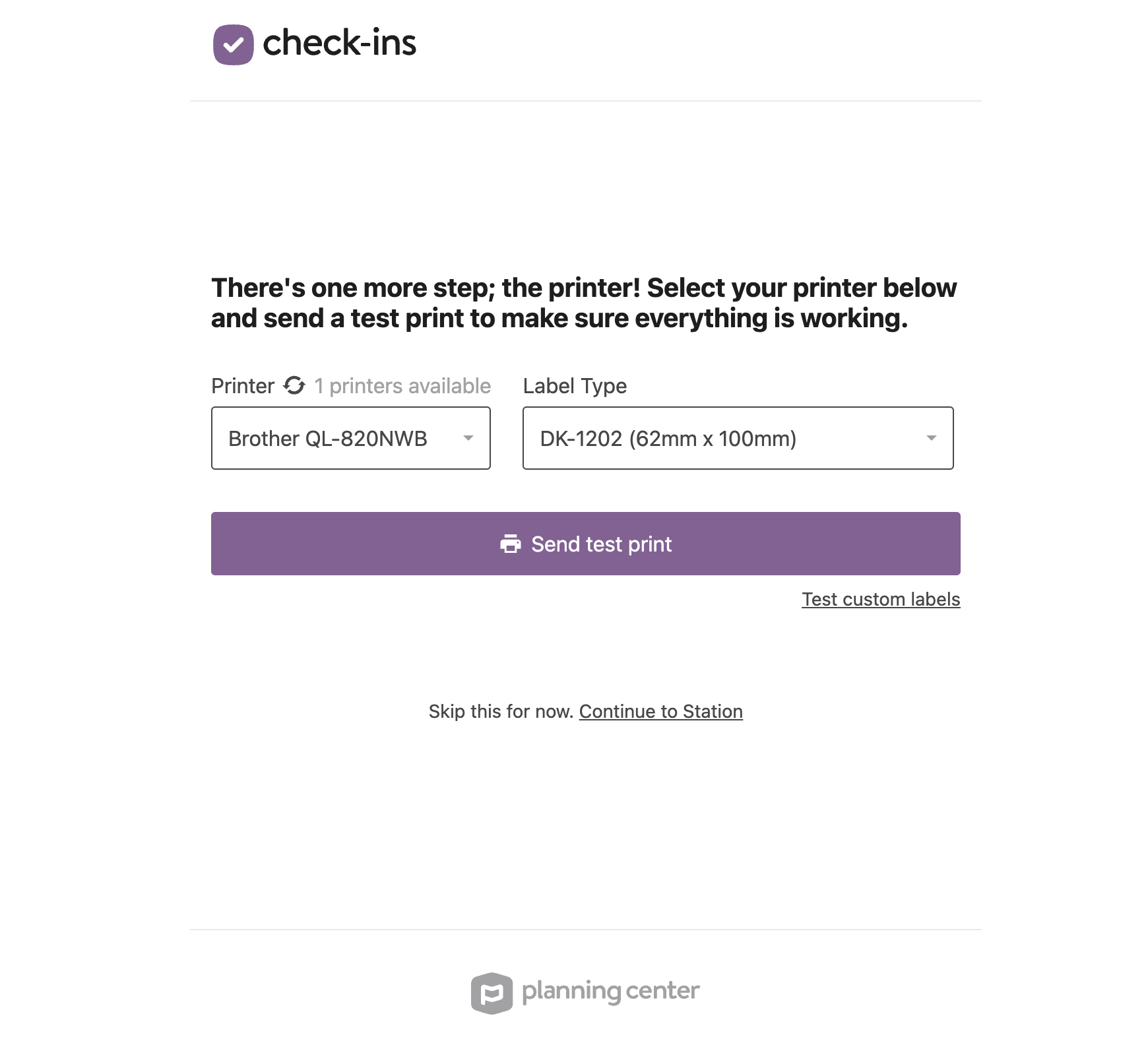Set up a Brother printer – Check-Ins